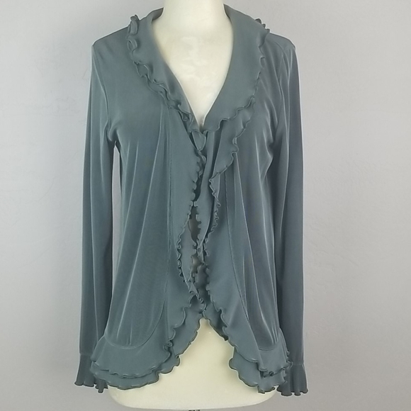 Boston Proper | Tops | Boston Proper Open Front Ruffle Cardigan S ...